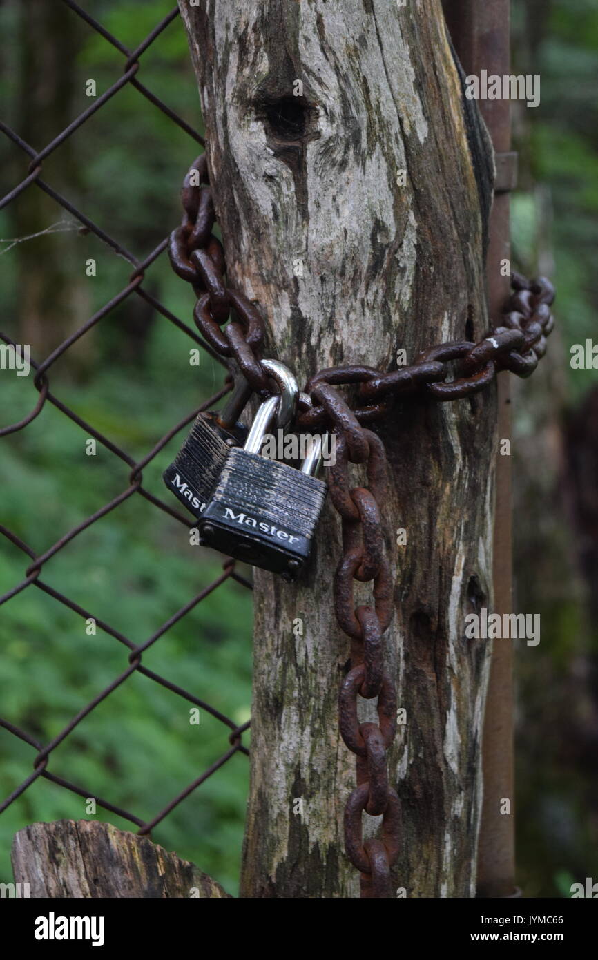 Rustic Fence with Lock Stock Photo - Alamy