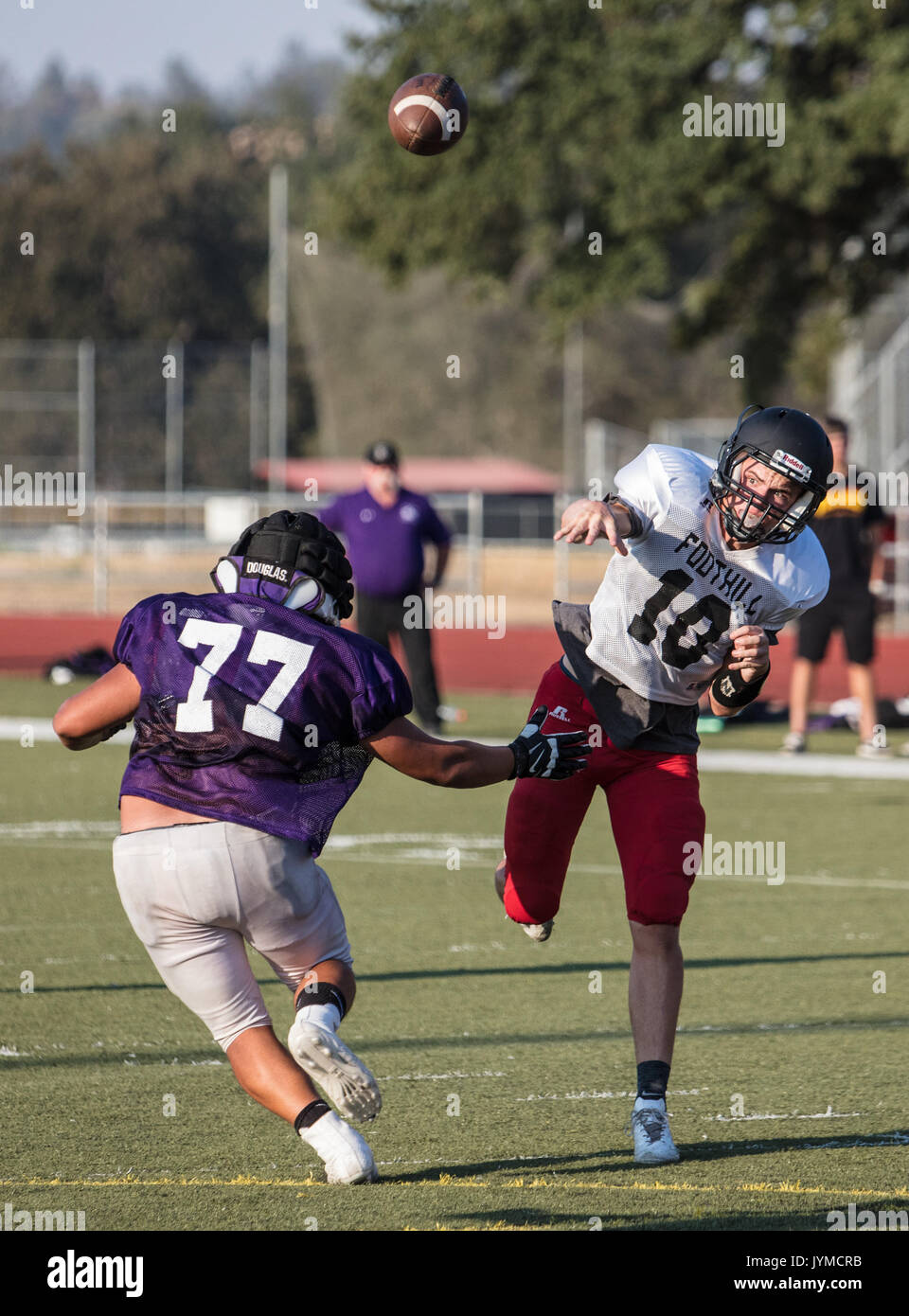 Football action with Shasta vs. Foothill High School in Palo Cedro ...