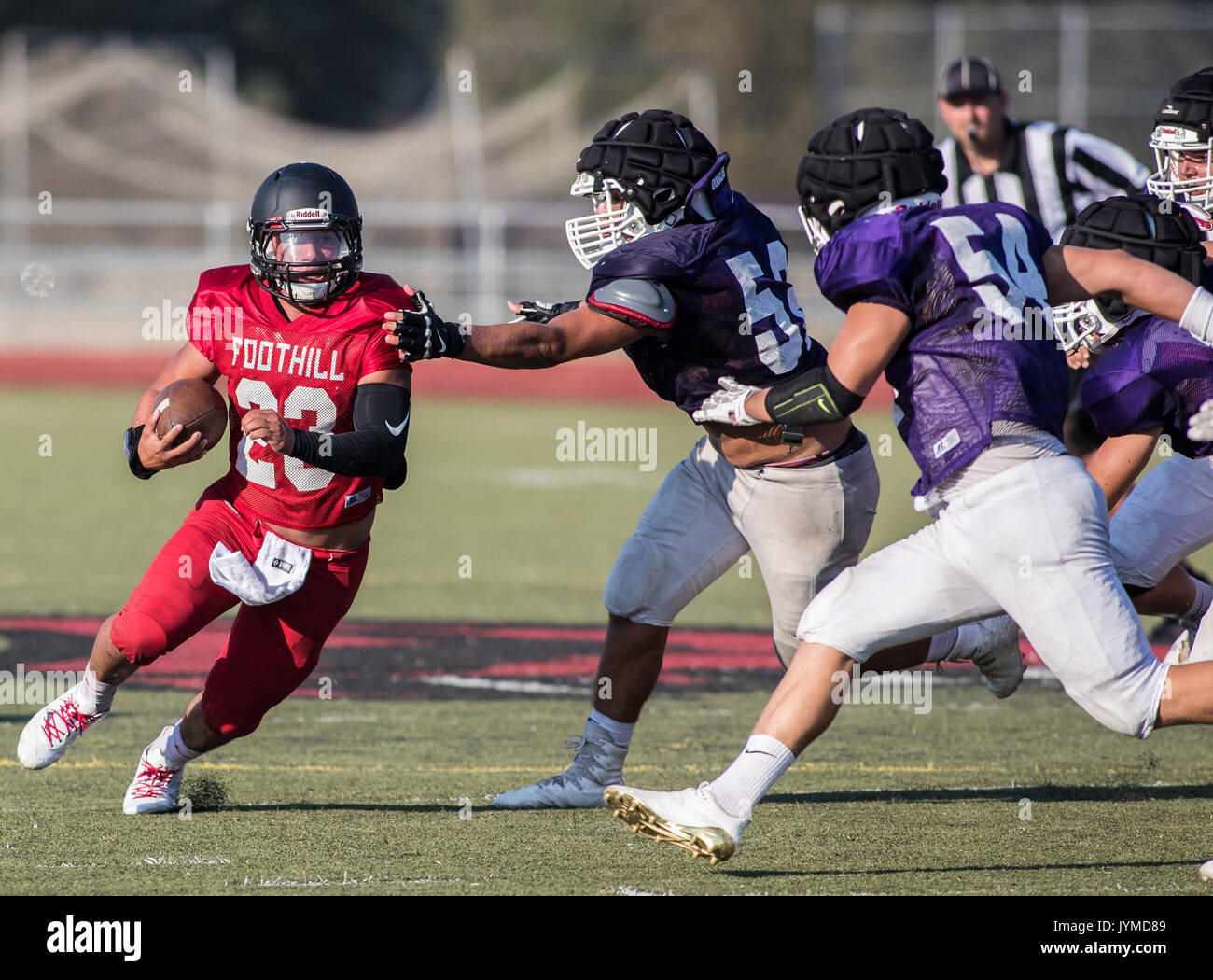 Football action with Shasta vs. Foothill High School in Palo Cedro ...