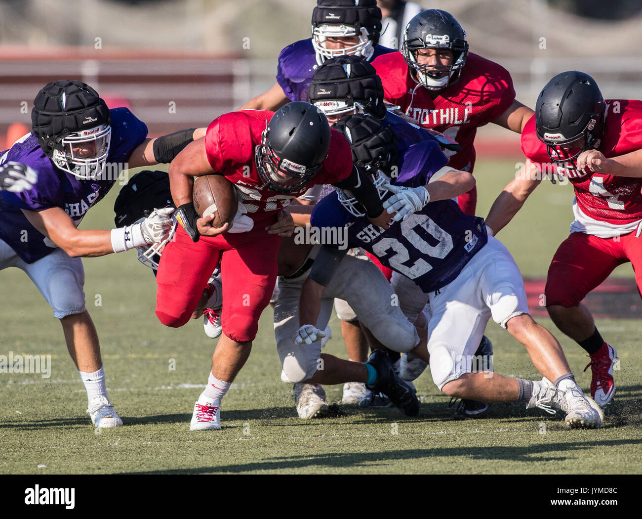Football action with Shasta vs. Foothill High School in Palo Cedro ...
