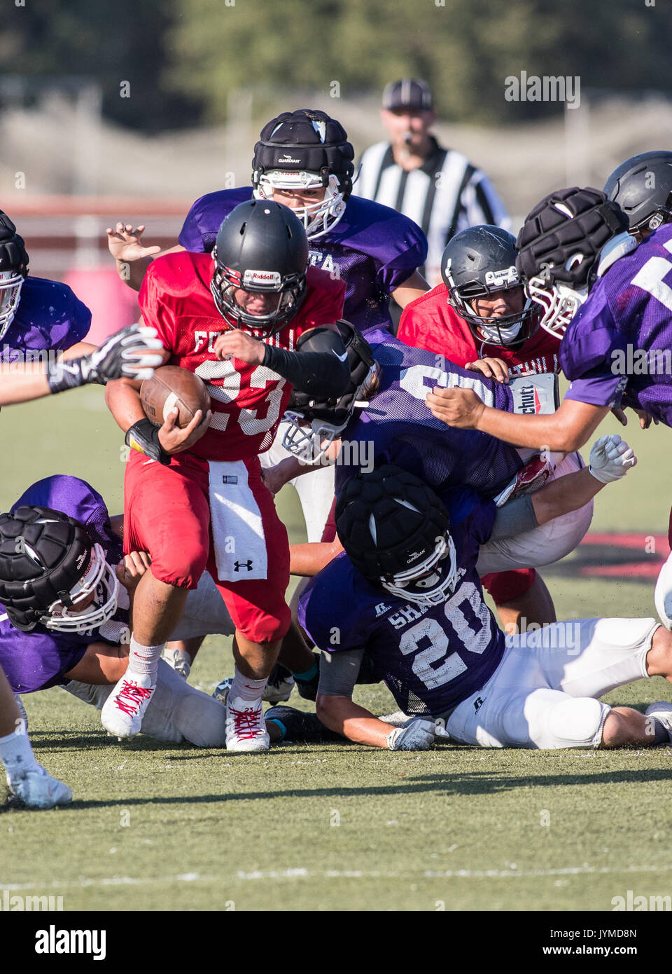 Football action with Shasta vs. Foothill High School in Palo Cedro ...