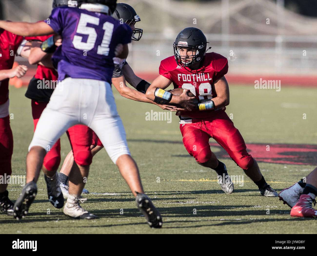 Football action with Shasta vs. Foothill High School in Palo Cedro ...