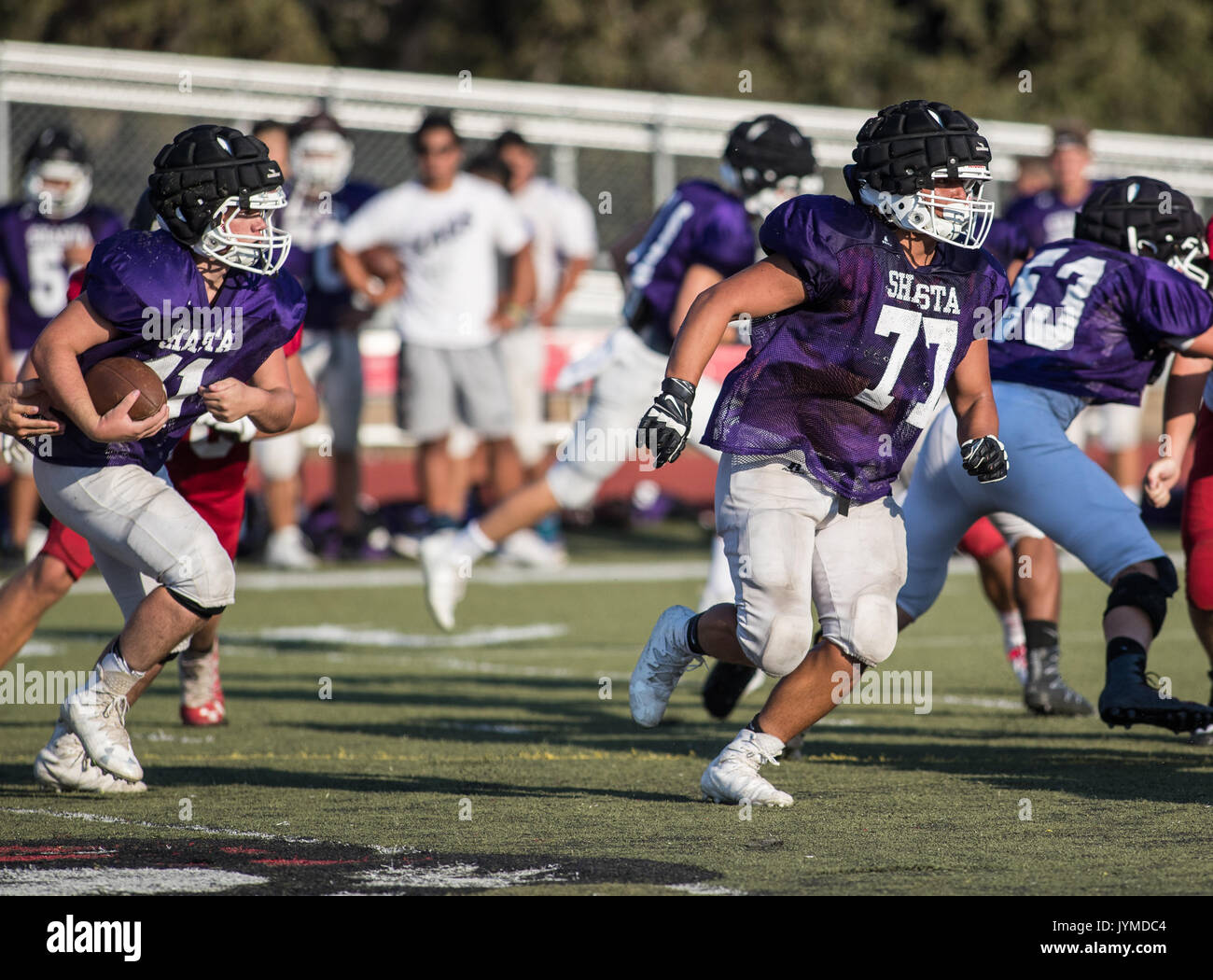 Football action with Shasta vs. Foothill High School in Palo Cedro ...