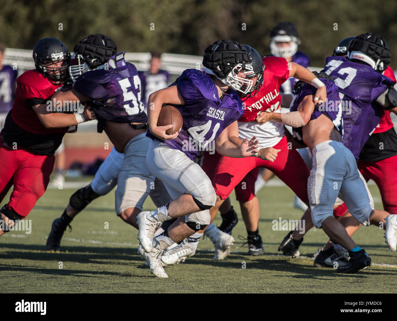 Football action with Shasta vs. Foothill High School in Palo Cedro ...