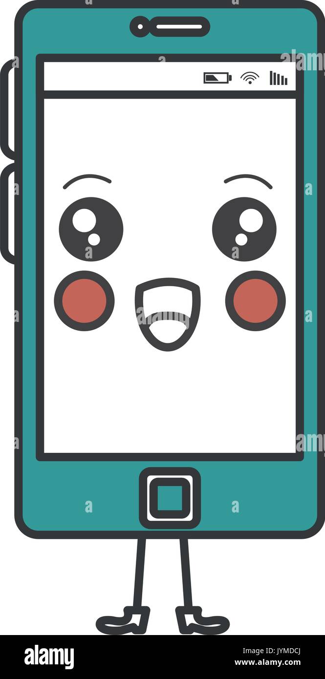 smartphone device kawaii character vector illustration design Stock ...