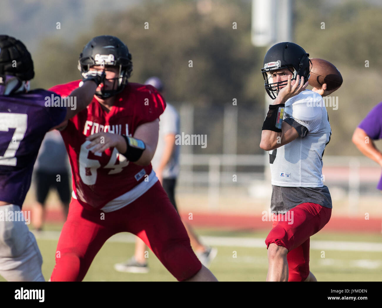 Football action with Shasta vs. Foothill High School in Palo Cedro ...