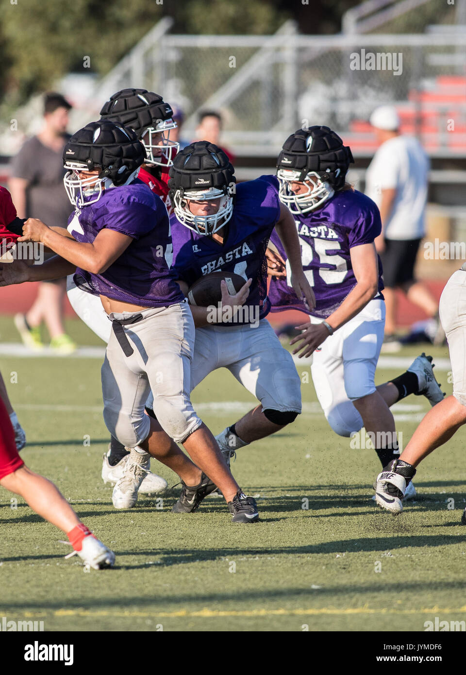 Football action with Shasta vs. Foothill High School in Palo Cedro ...