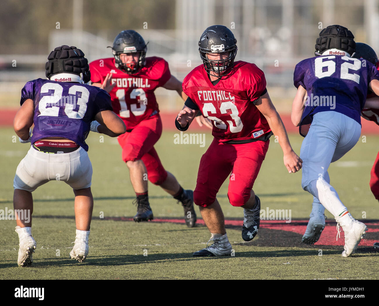 Football action with Shasta vs. Foothill High School in Palo Cedro ...