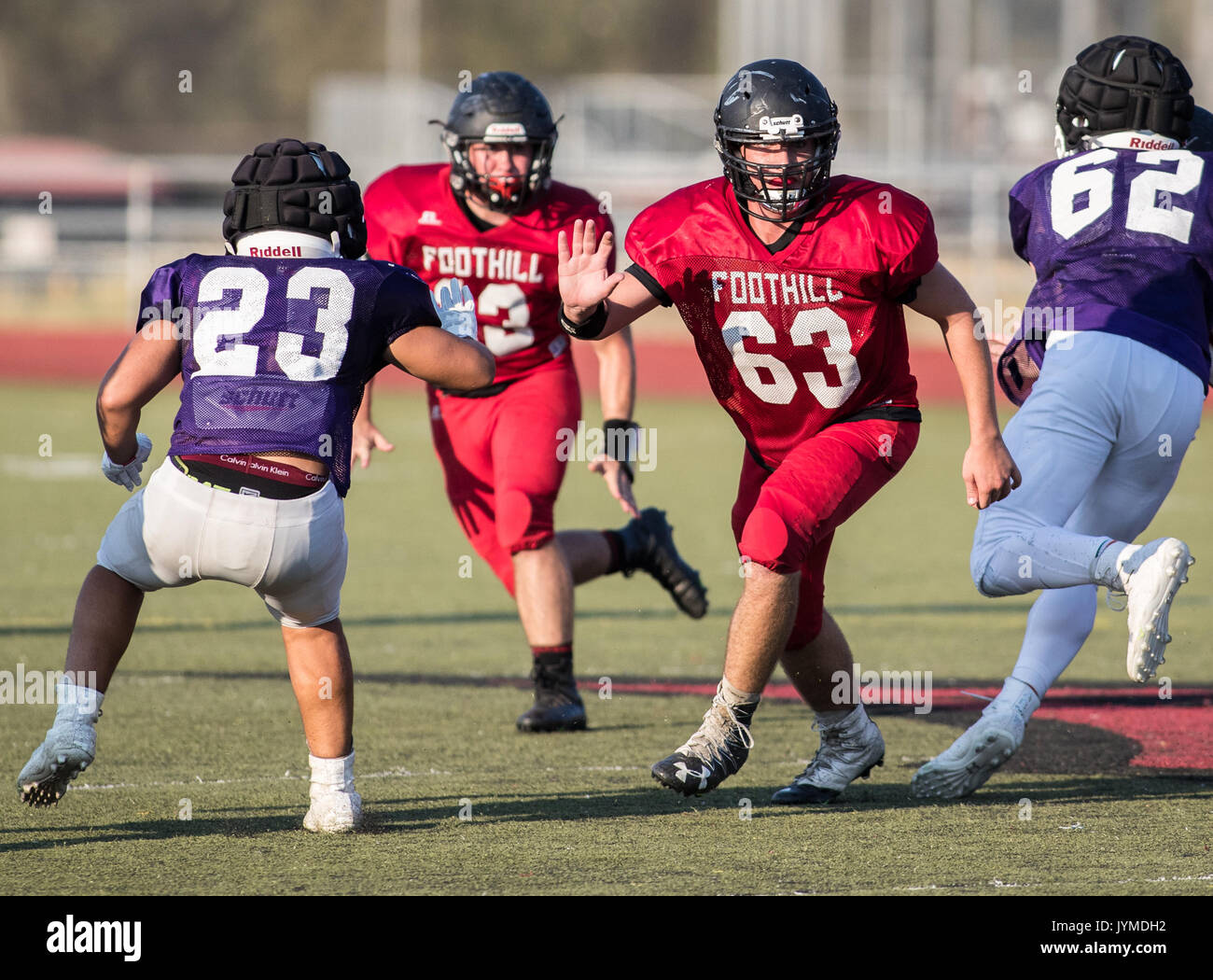 Football action with Shasta vs. Foothill High School in Palo Cedro ...