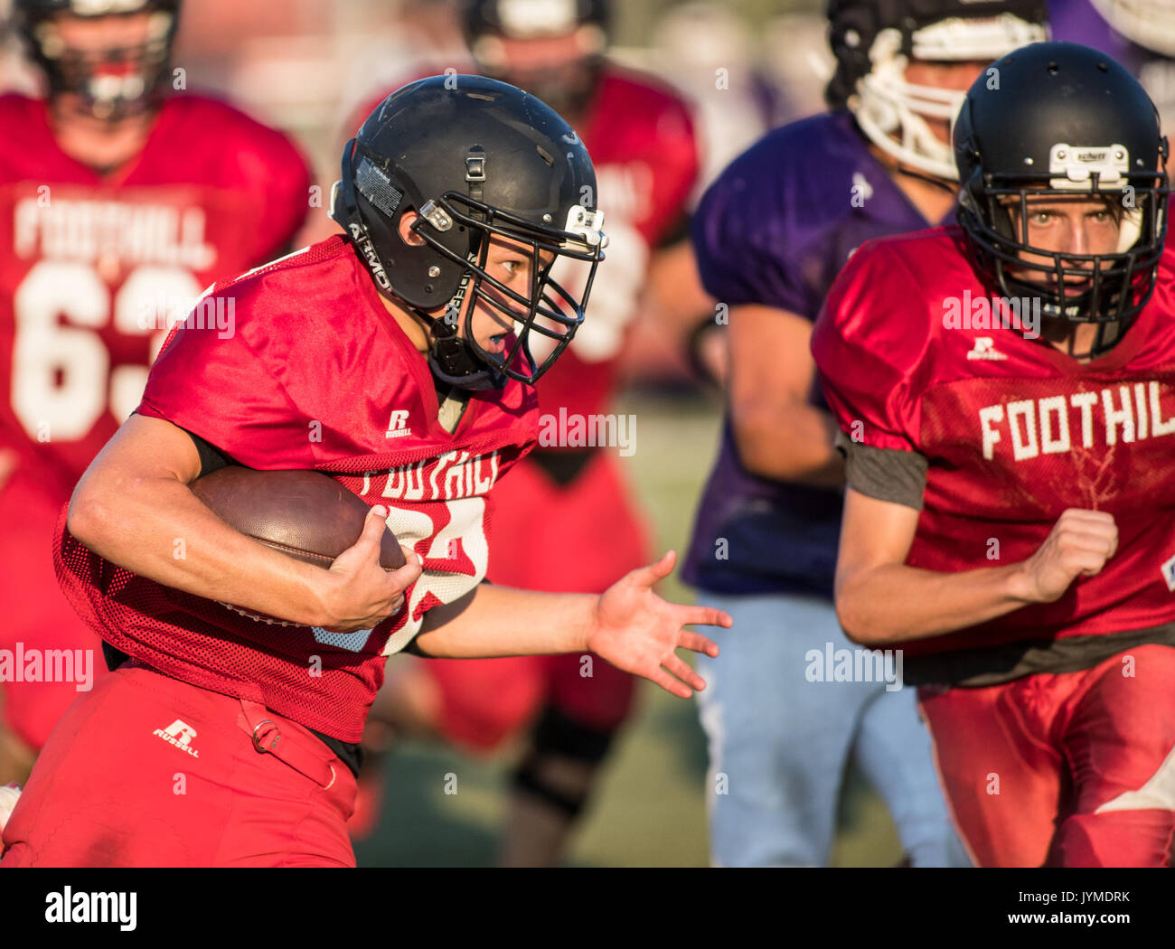 Football action with Shasta vs. Foothill High School in Palo Cedro ...