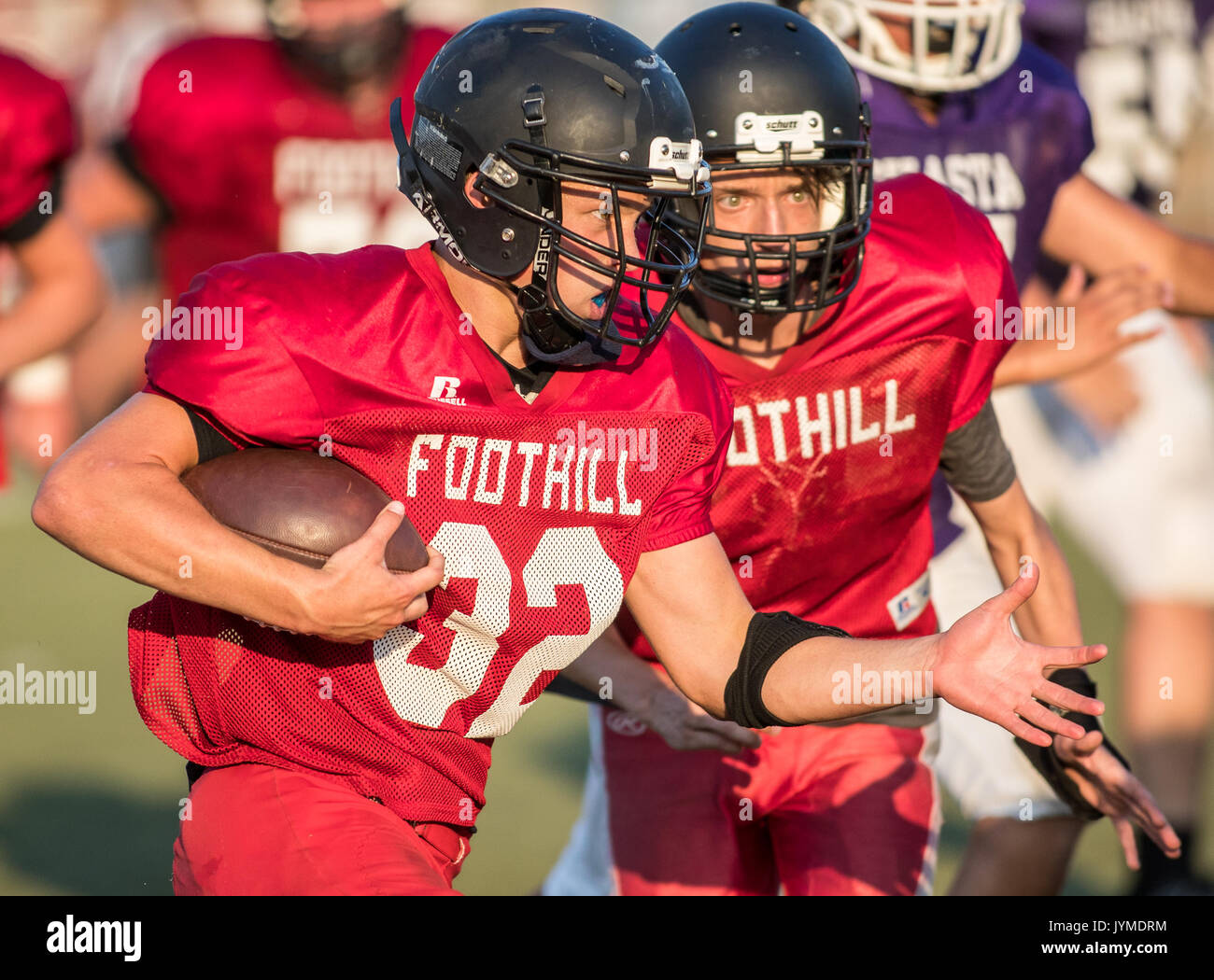 Football action with Shasta vs. Foothill High School in Palo Cedro ...