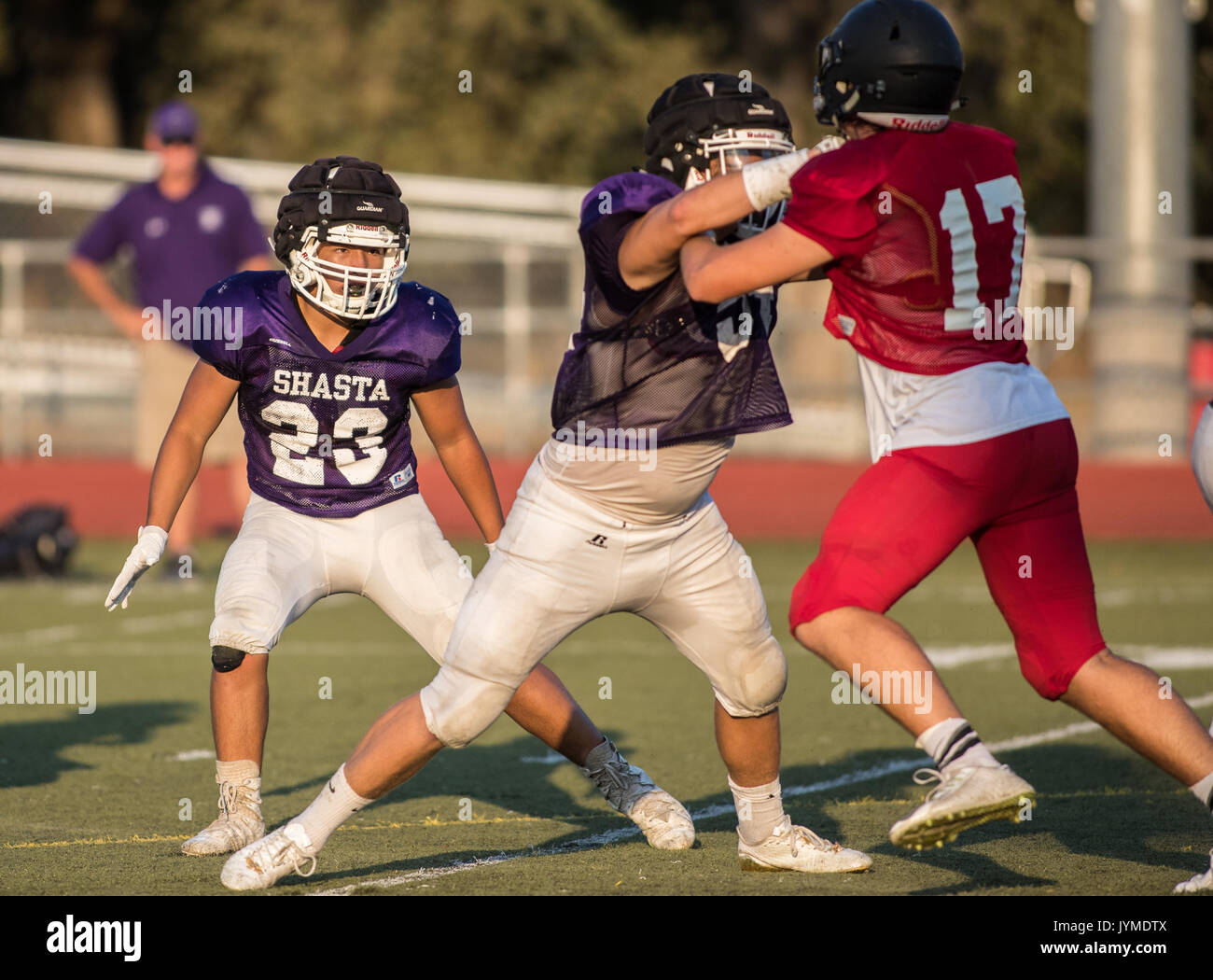 Football action with Shasta vs. Foothill High School in Palo Cedro ...