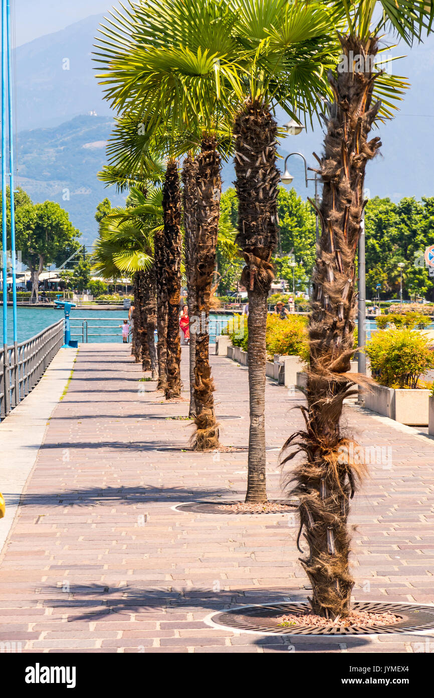 Promenade street in Iseo city on Iseo lake, Lombardy, Italy. Famous ...