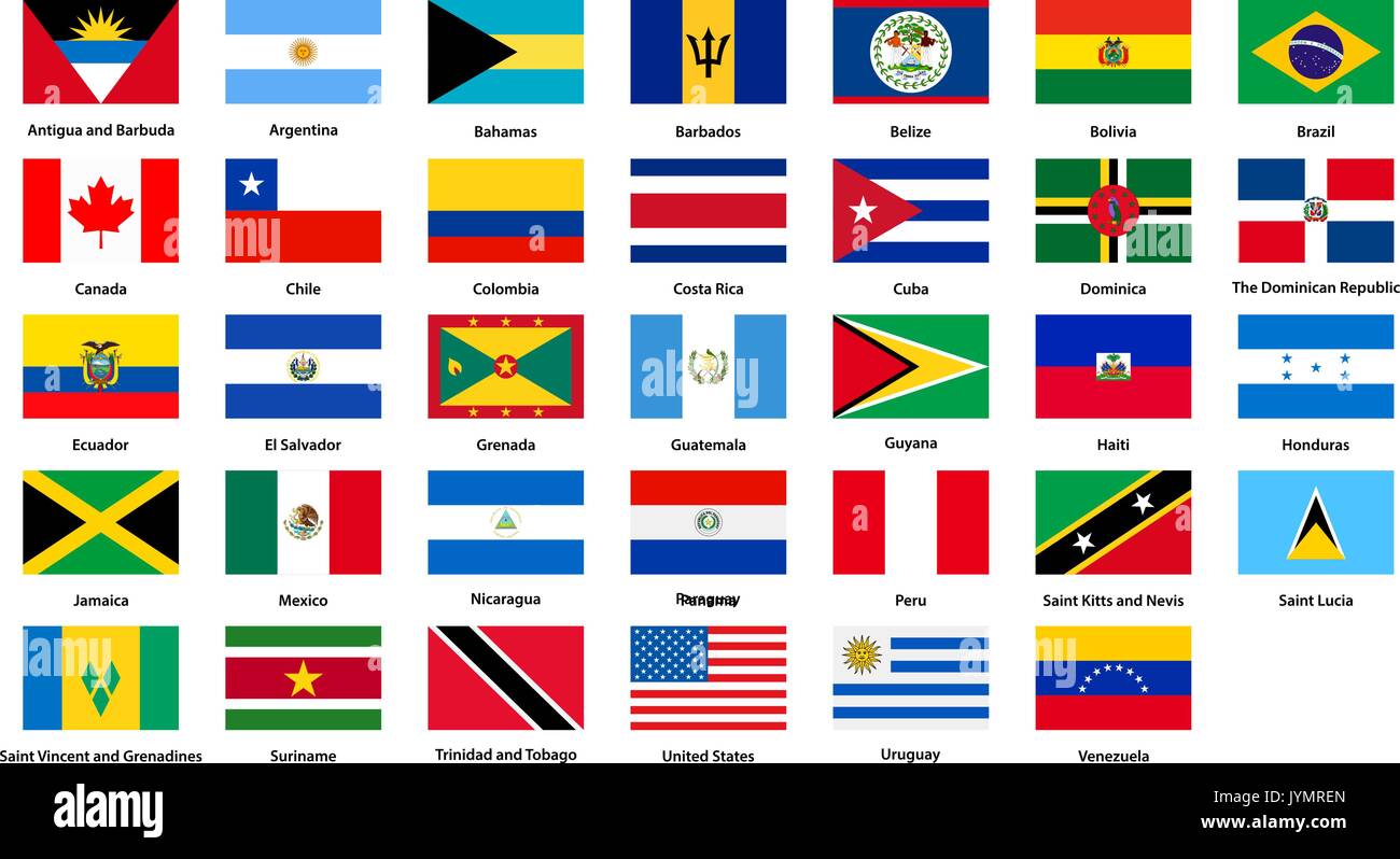 Flags of all countries of the American continents Stock Vector Image ...