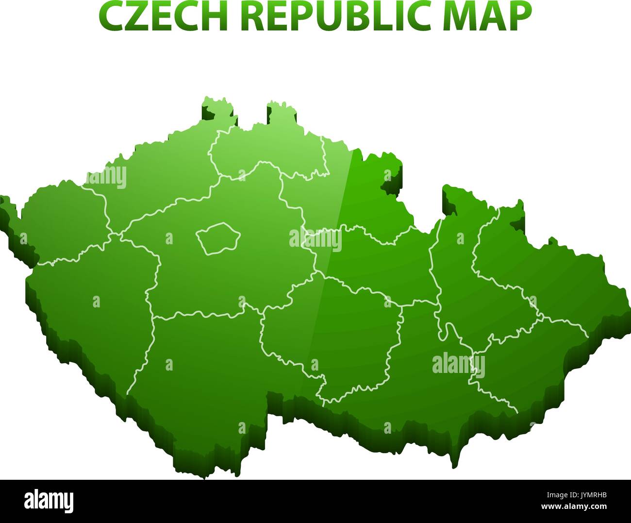 Highly detailed three dimensional map of Czech republic with regions ...