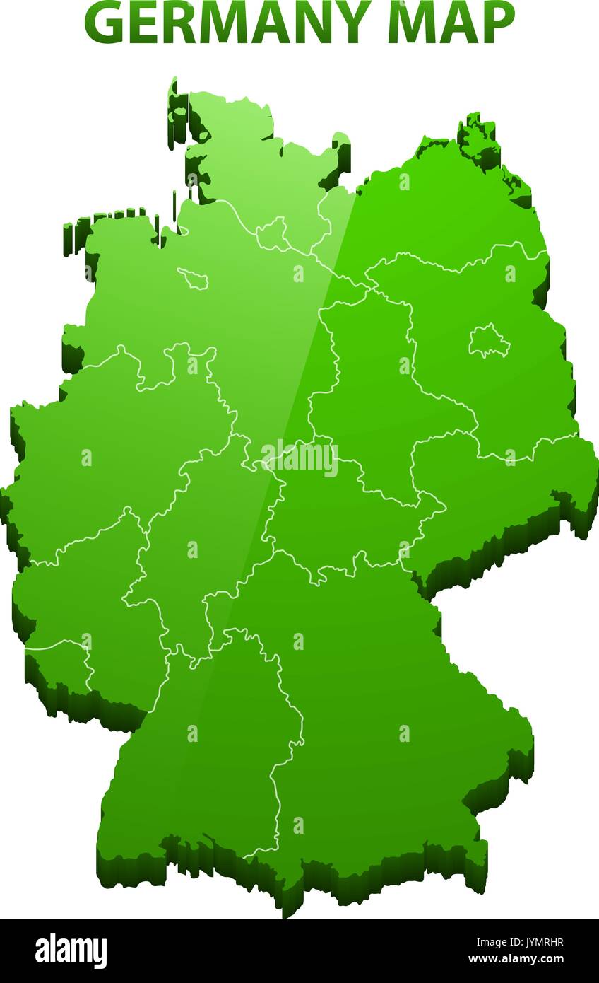 Highly detailed three dimensional map of Germany with regions border ...