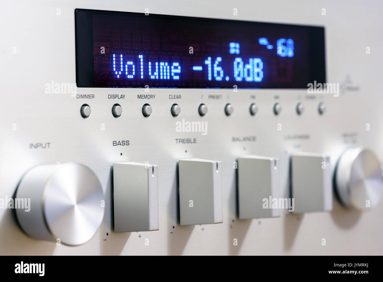 Silver sound amplifier receiver front panel display Stock Photo - Alamy