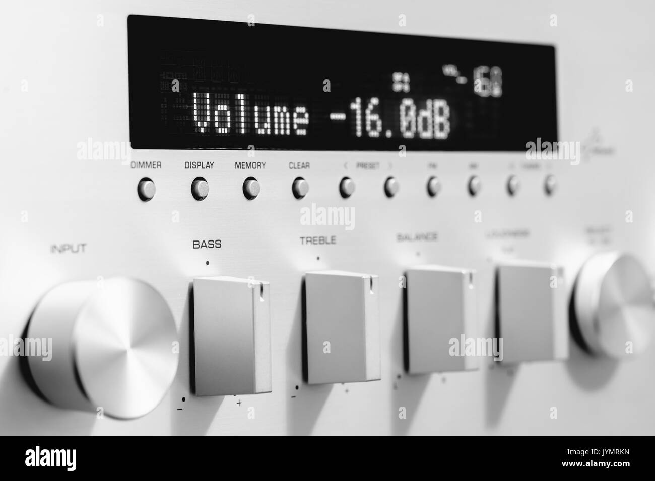 Silver sound amplifier receiver front panel display volume Stock Photo ...