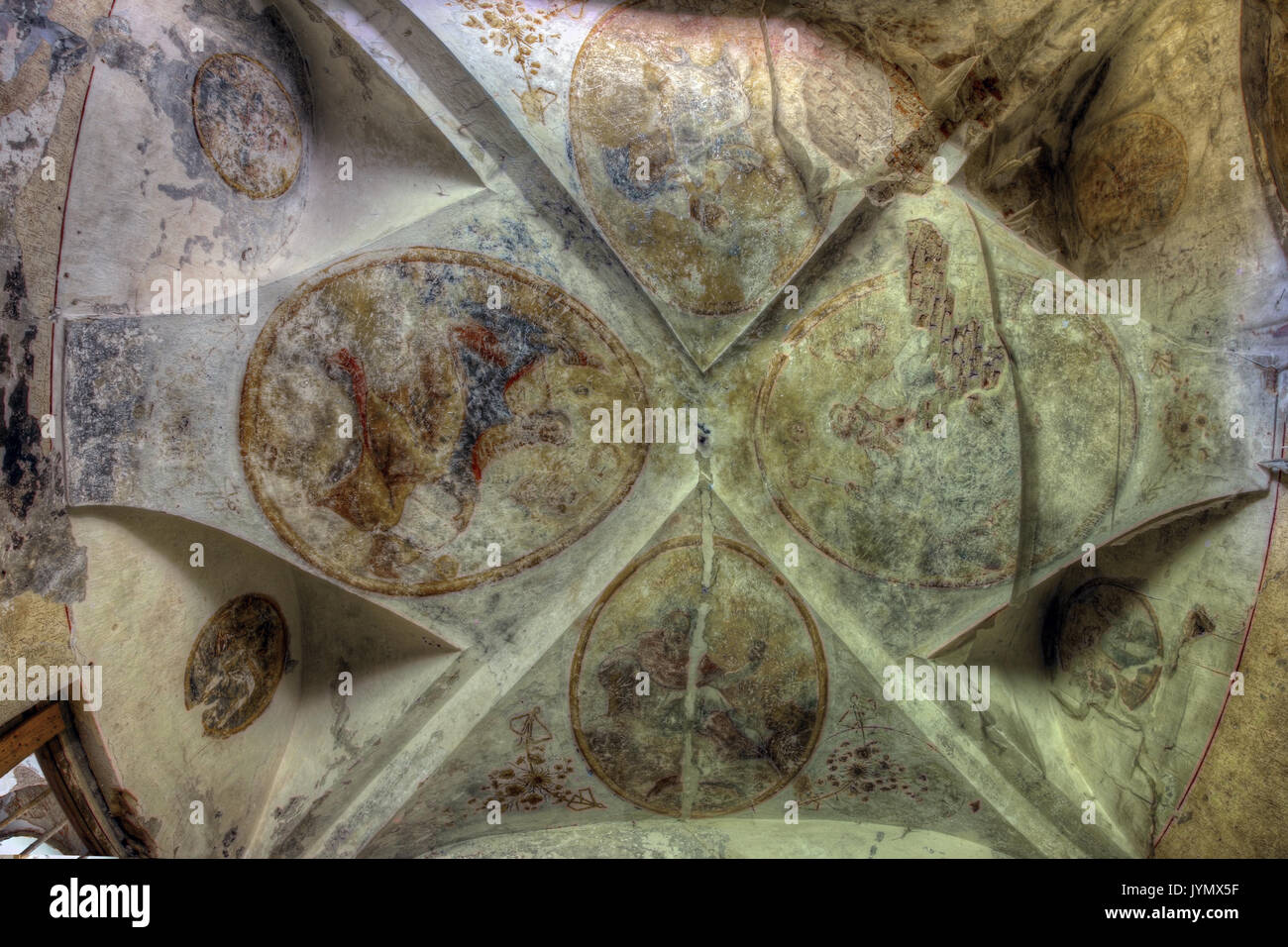 Ceiling paintings in the ruins of Augustinian Monastery from 13th ...