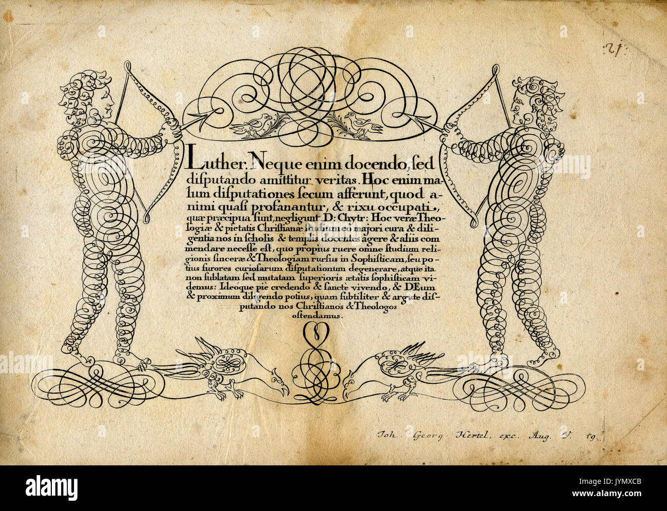 Penmanship - drawing by Johann Georg Hertel - German publisher and ...