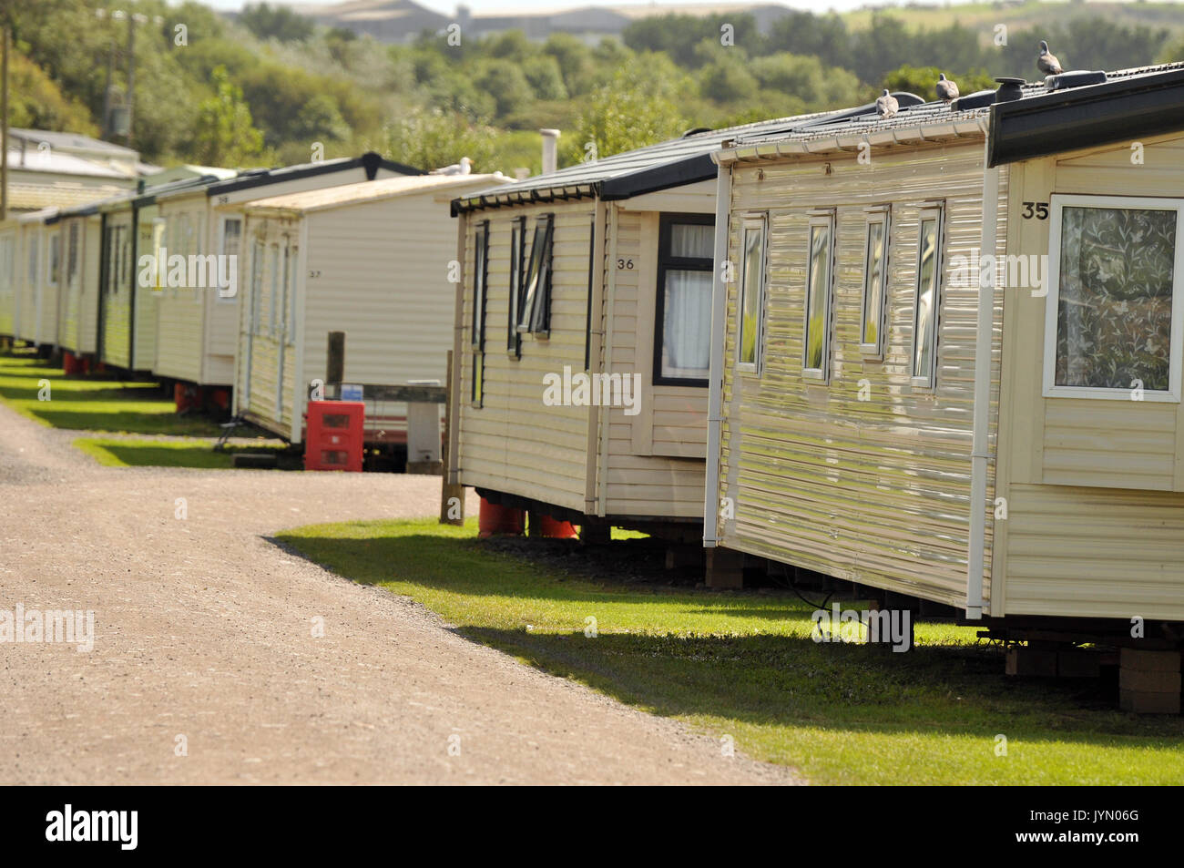 static caravans on a large holiday site or touring park with holiday ...