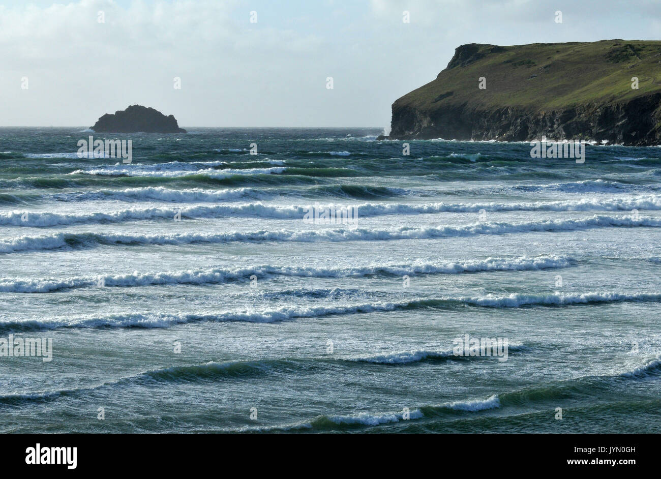 polzeath beach and surfing at the north cornwall coast rough day and ...