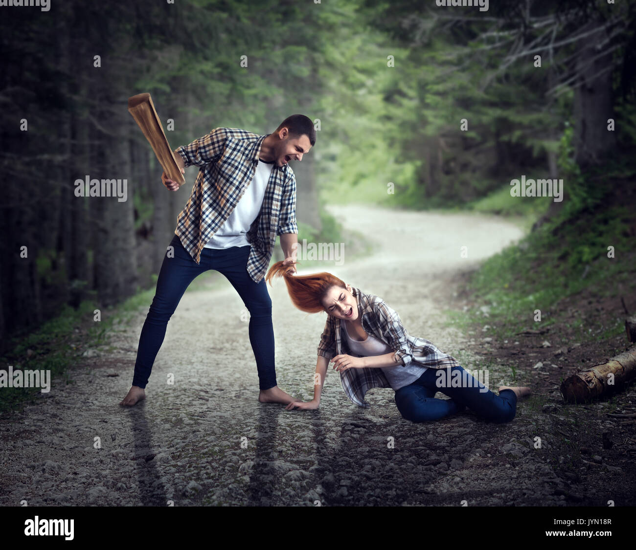 Family quarrel, domestic violence, agressive husband beats wife in ...