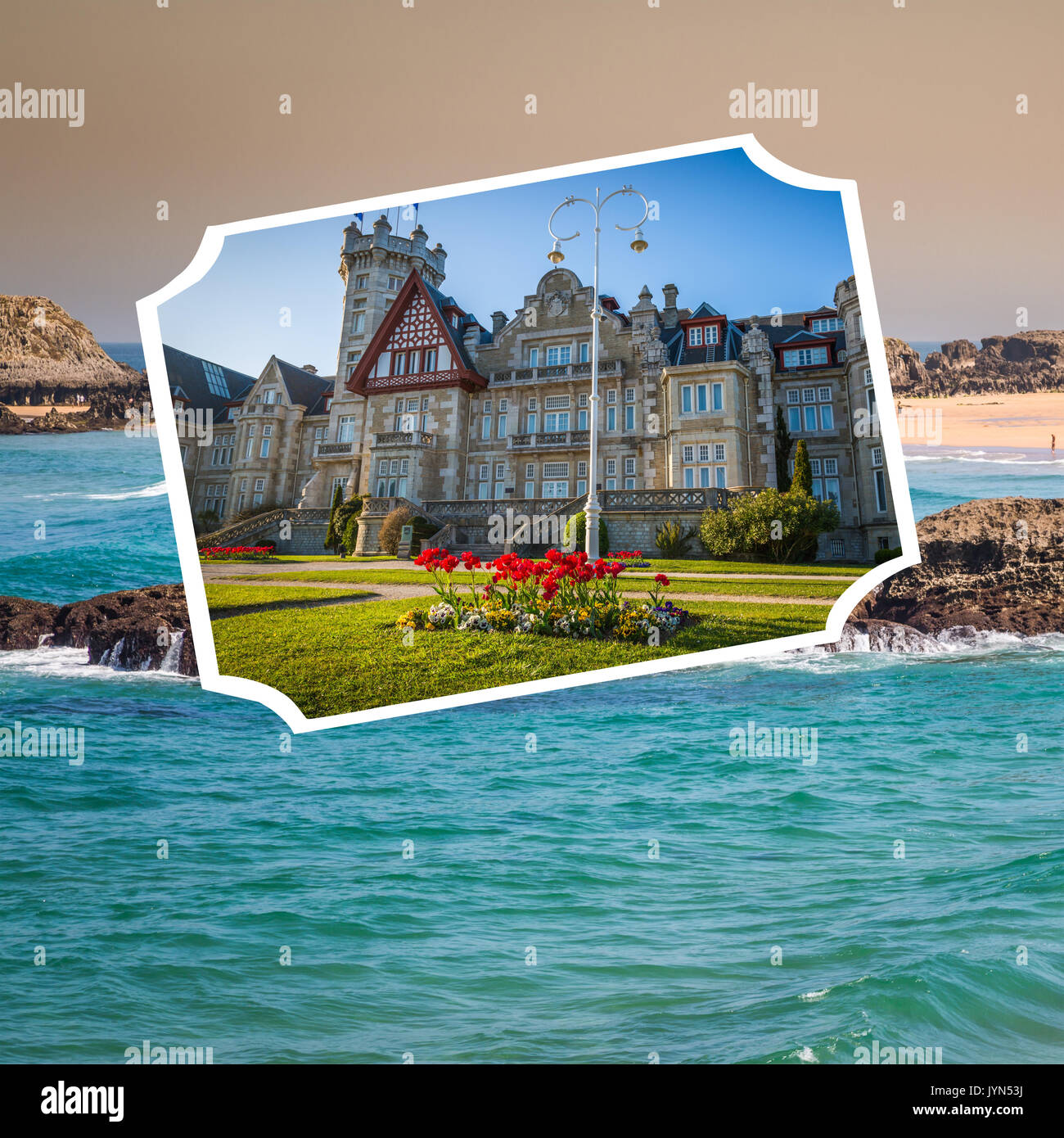 Collage of beautiful Calpe, Spain. Europe Stock Photo - Alamy