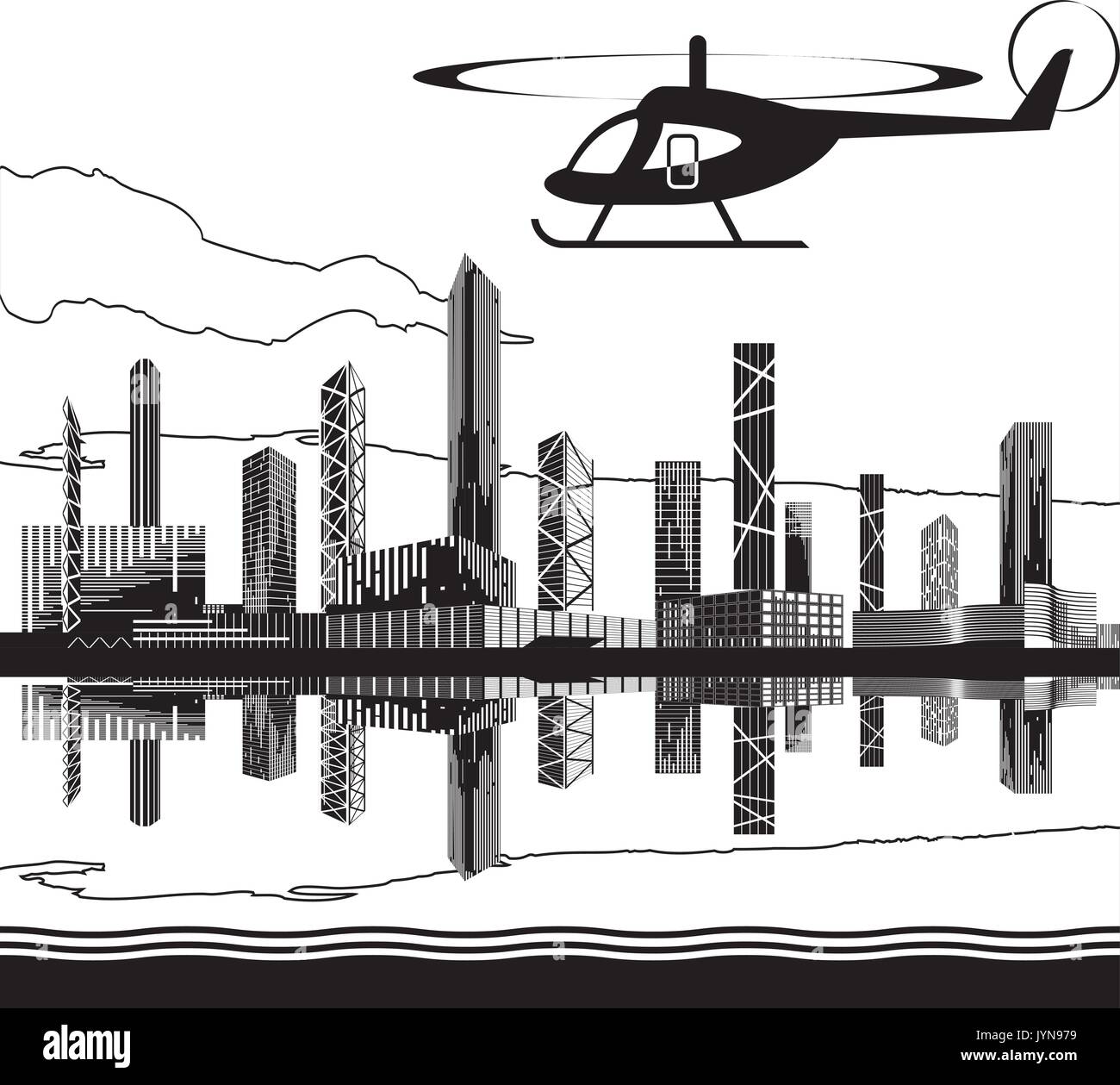 Sightseeing helicopter tour - vector illustration Stock Vector Image ...