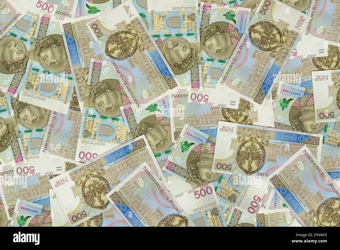 Financial background made of new 500 polish zloty banknotes Stock Photo ...