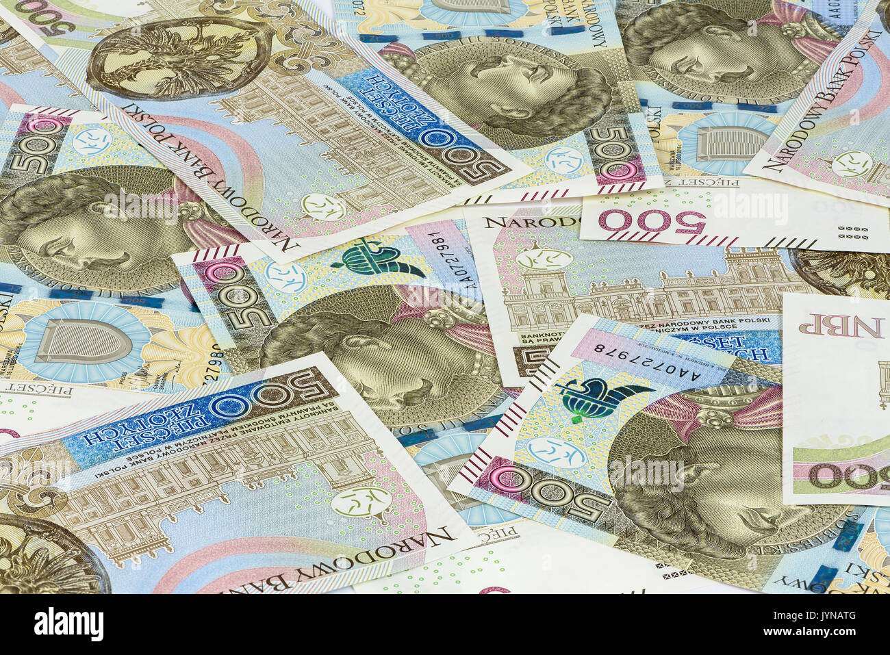 Financial background made of new 500 polish zloty banknotes Stock Photo ...