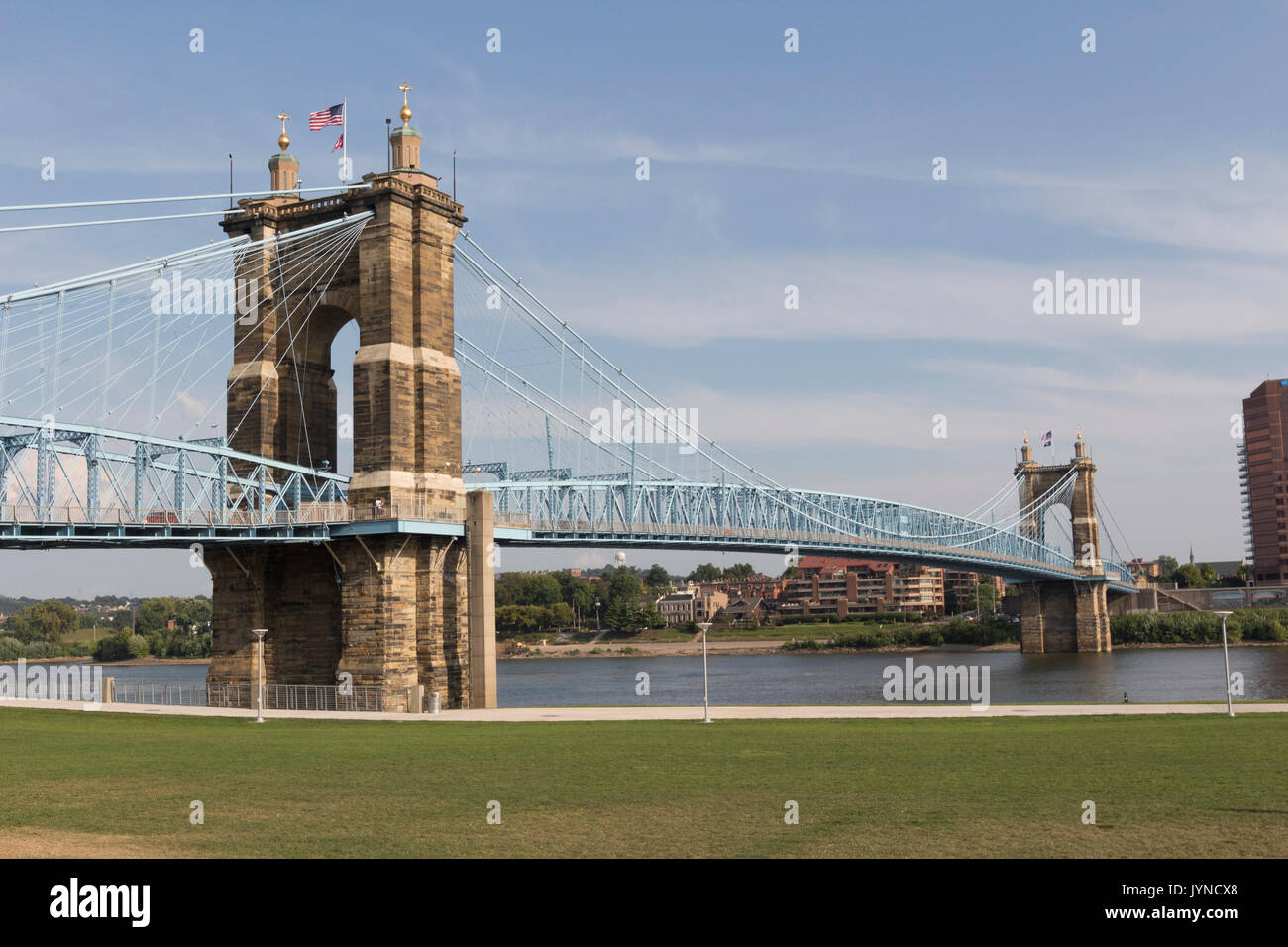 Image of the Suspension Bridge located in Cincinnati, Ohio Stock Photo ...