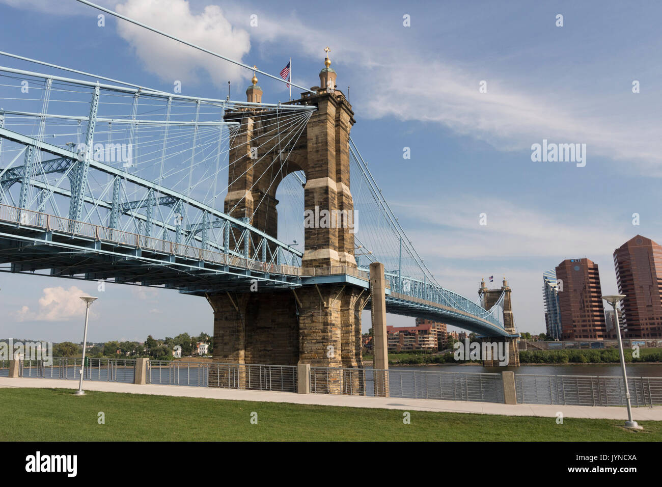 Image of the Suspension Bridge located in Cincinnati, Ohio Stock Photo ...