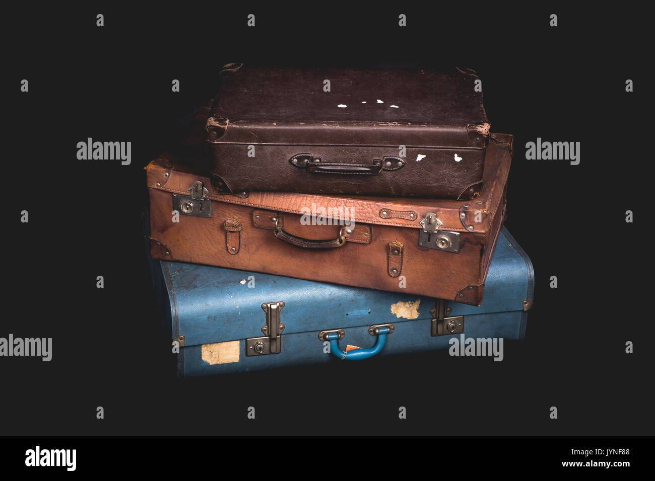 Set of old suitcases, Vintage baggage Stock Photo - Alamy