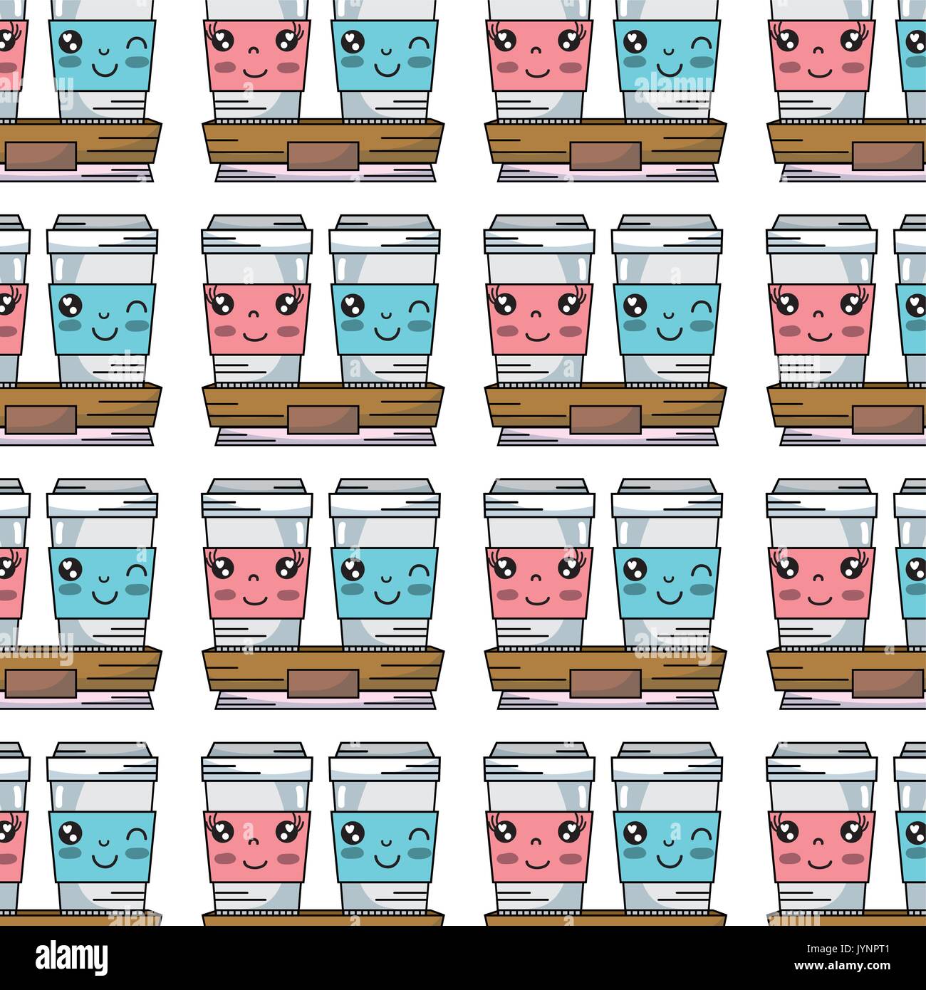 kawaii cute happy coffe plastic cup background Stock Vector Image & Art ...