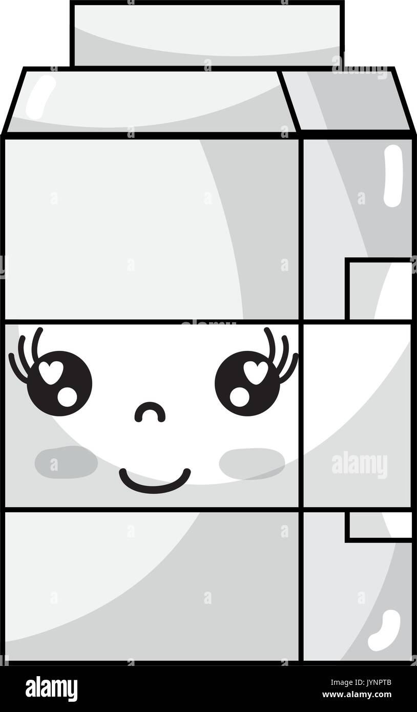 line kawaii cute happy milk box Stock Vector Image & Art - Alamy