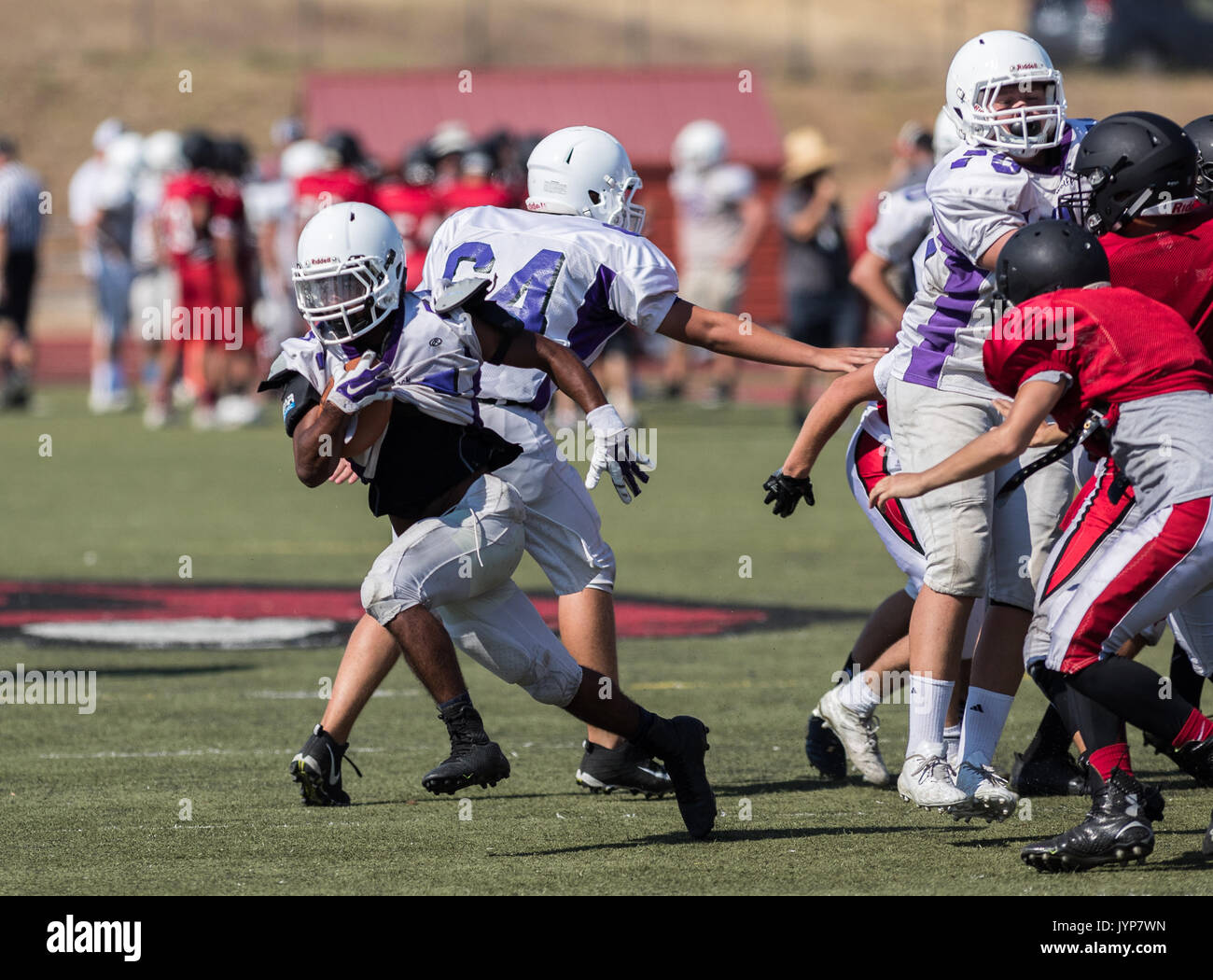 Football action with Shasta at Foothill High School in Palo Cedro, California Stock Photo - Alamy