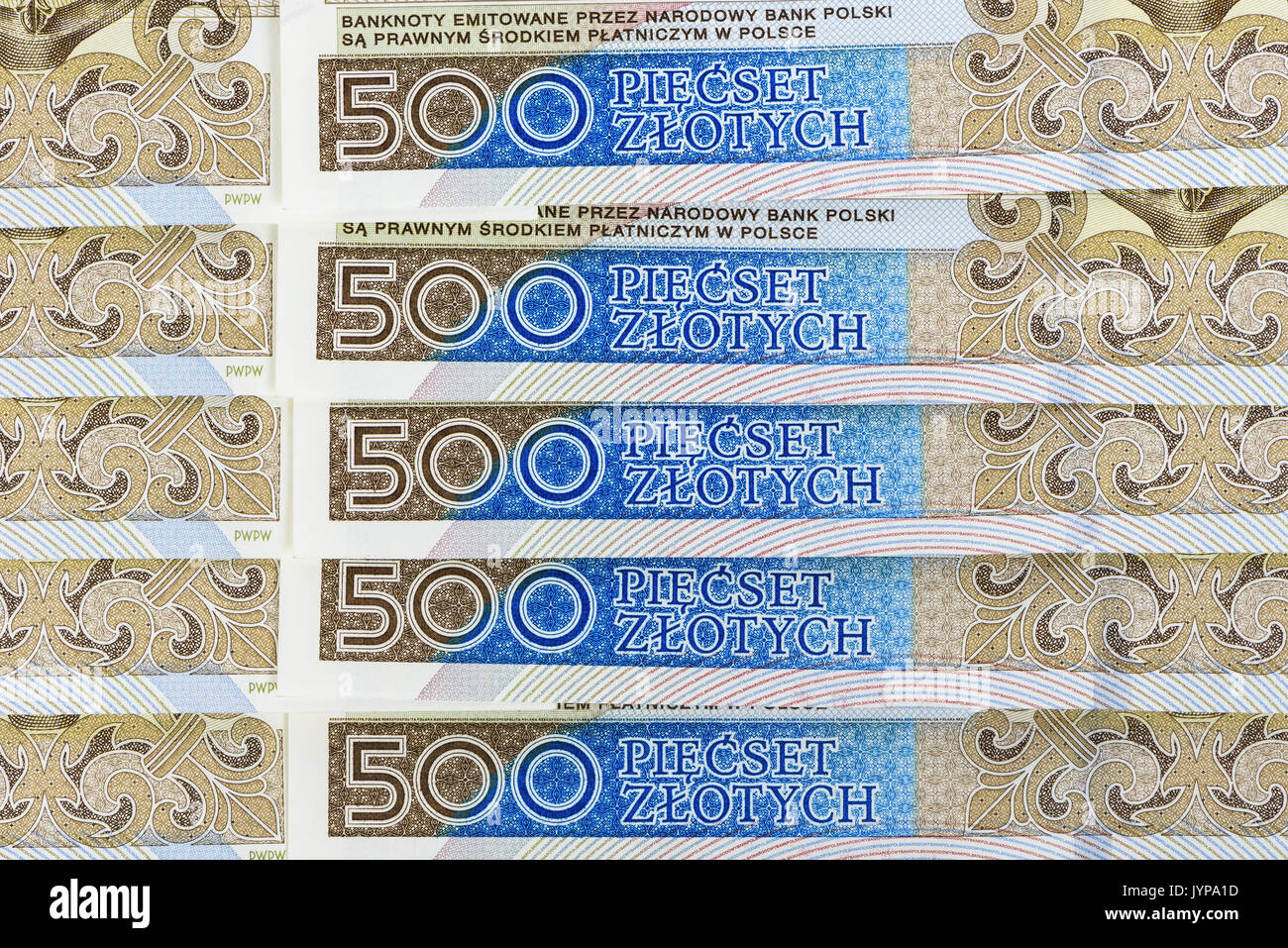 Closeup of 500 pln banknotes laying in a row Stock Photo - Alamy