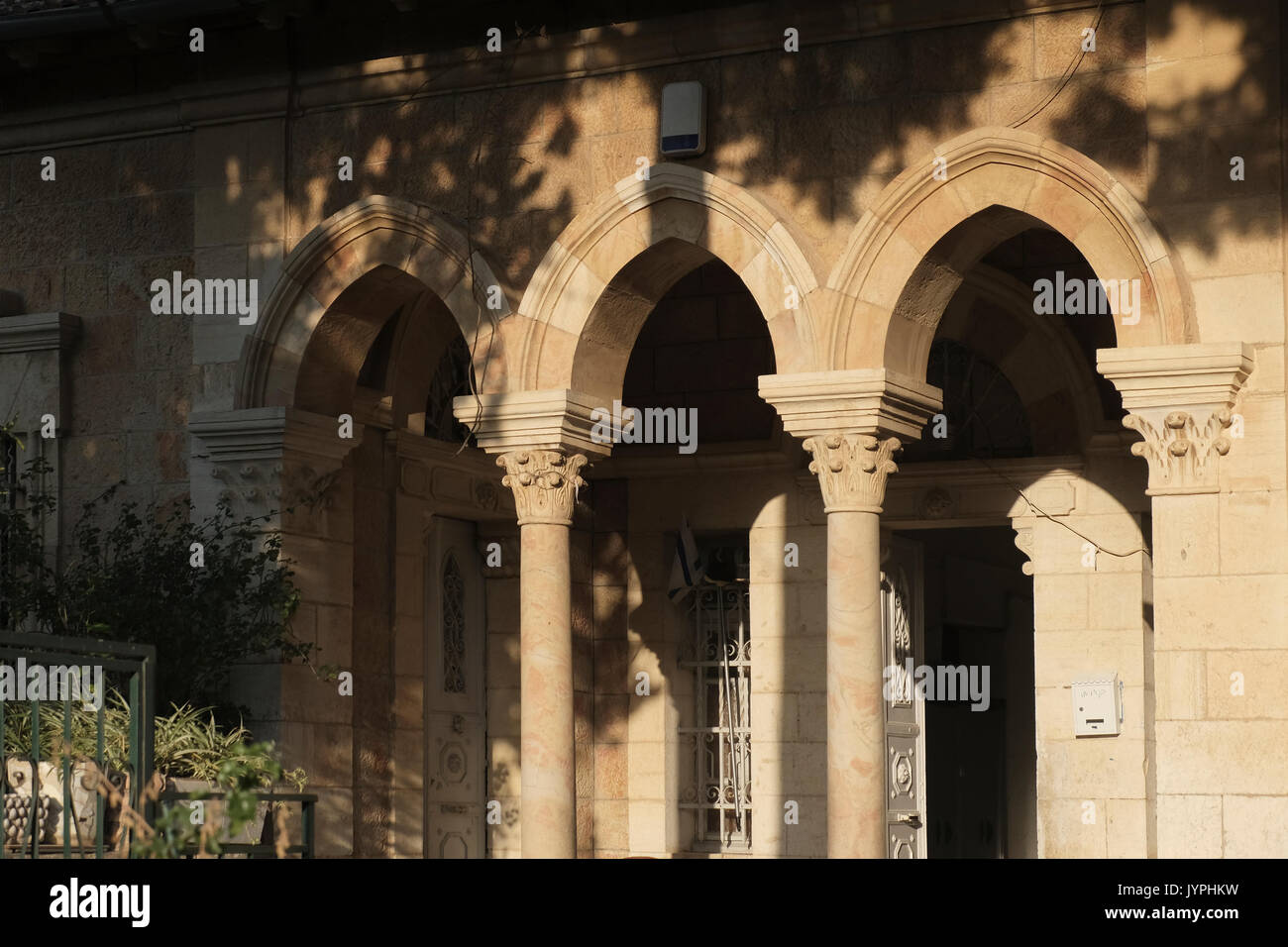 Facade of a former Arab villa located in 8 Ruth street in Katamon or ...