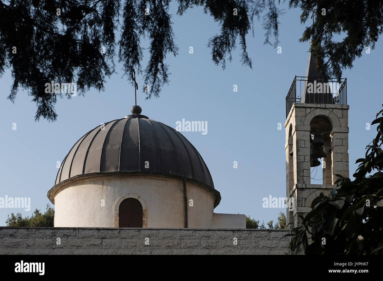 View of the Greek Orthodox St. Simeon Monastery located in Katamon or ...