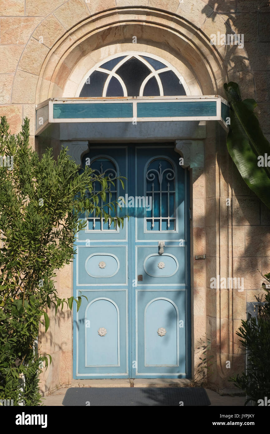 Doorway of the former Arab villa of Barakat family located in 12 Rachel ...