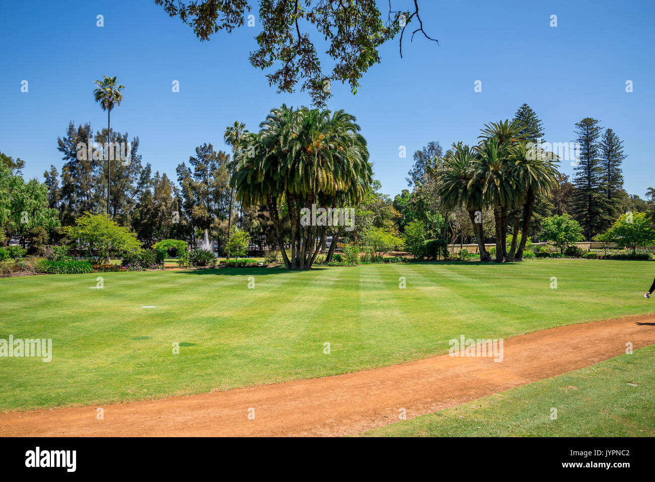 A view to Government House park and landscaped gardens in Perth City ...