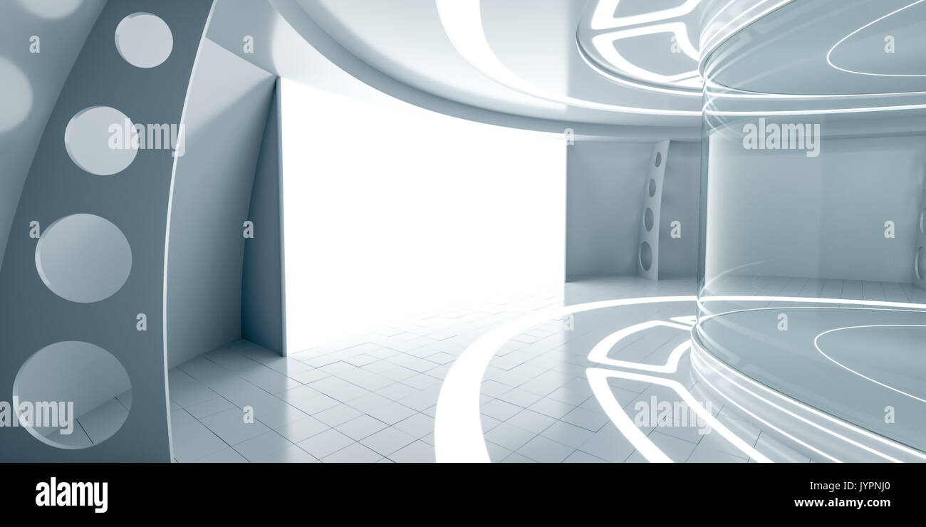 Abstract futuristic interior with glowing panel Stock Photo - Alamy