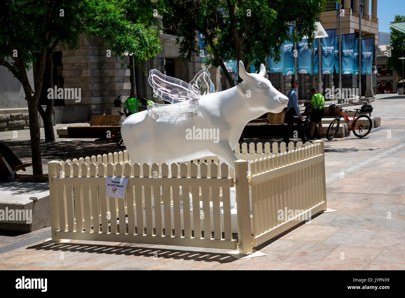 Winged White Cow at Perth cow festival sculpture, Forest Place, Perth ...