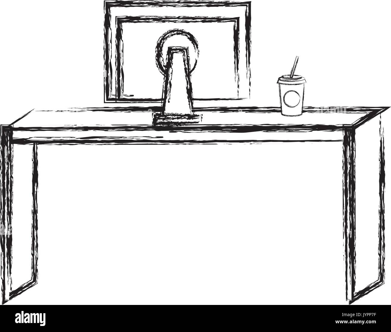 desktop with Back of monitor vector illustration design Stock Vector ...