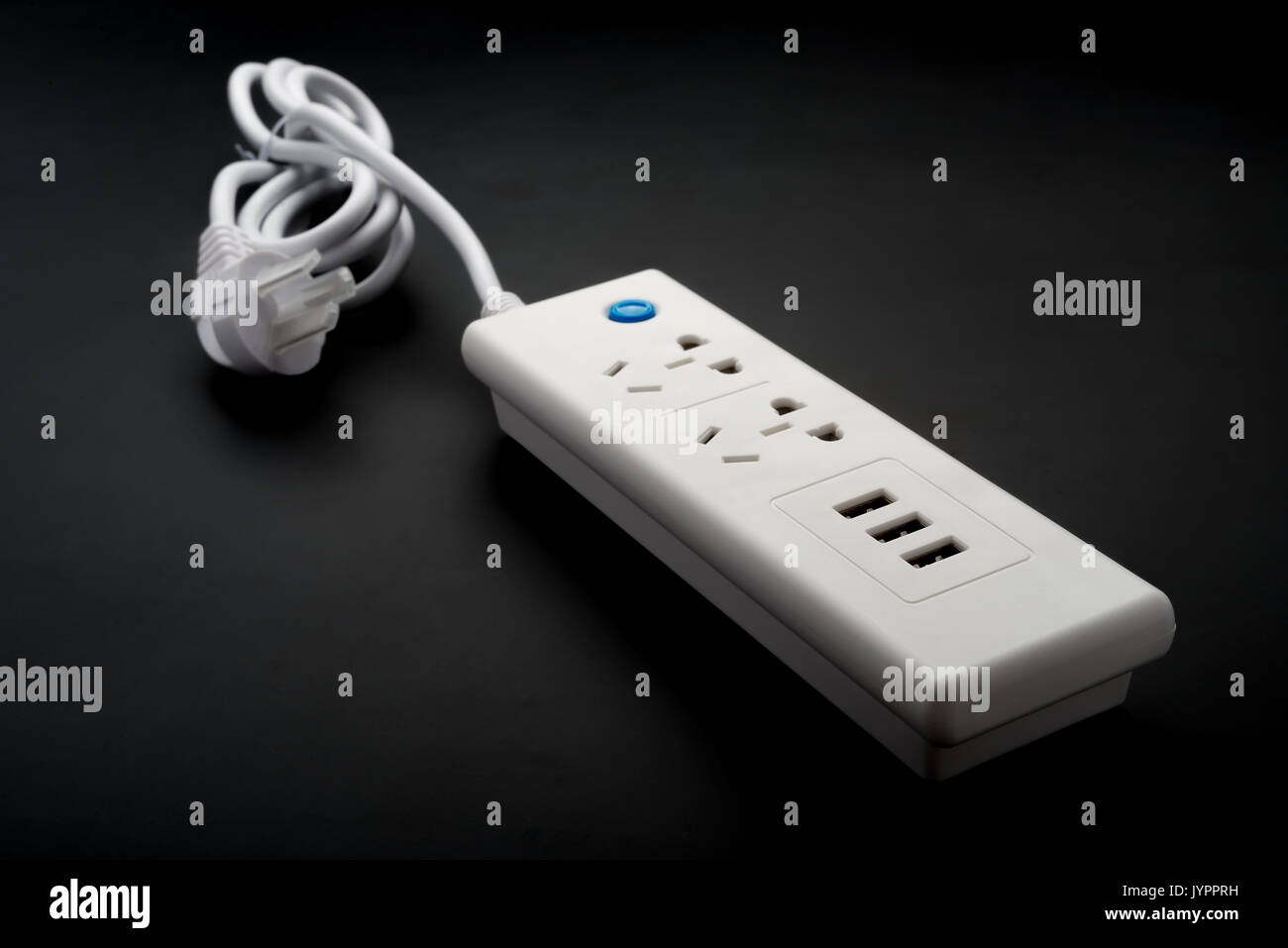 side view multi sockets power extension with switch and USB chargers on ...