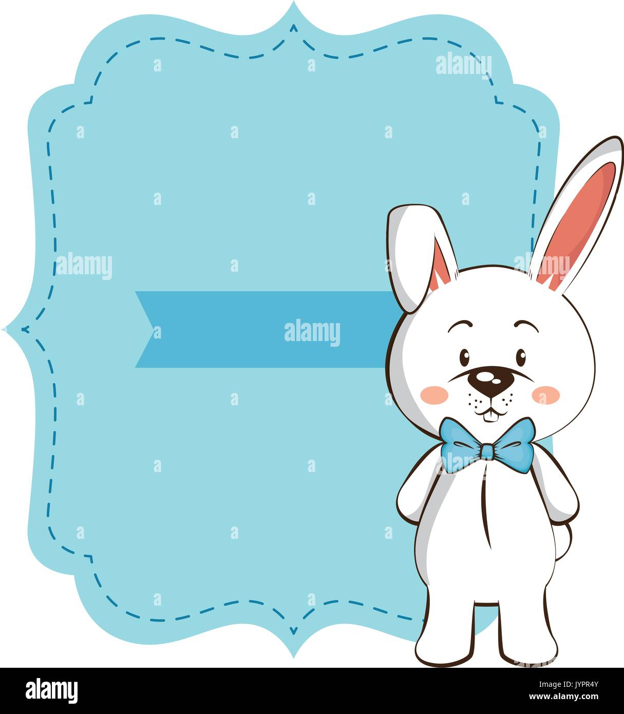 baby shower card with rabbit icon over white background vector ...