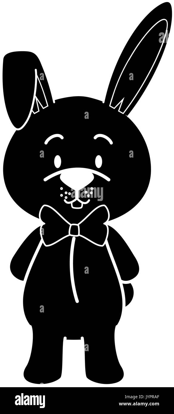 cartoon rabbit with bow tie icon over white background vector ...