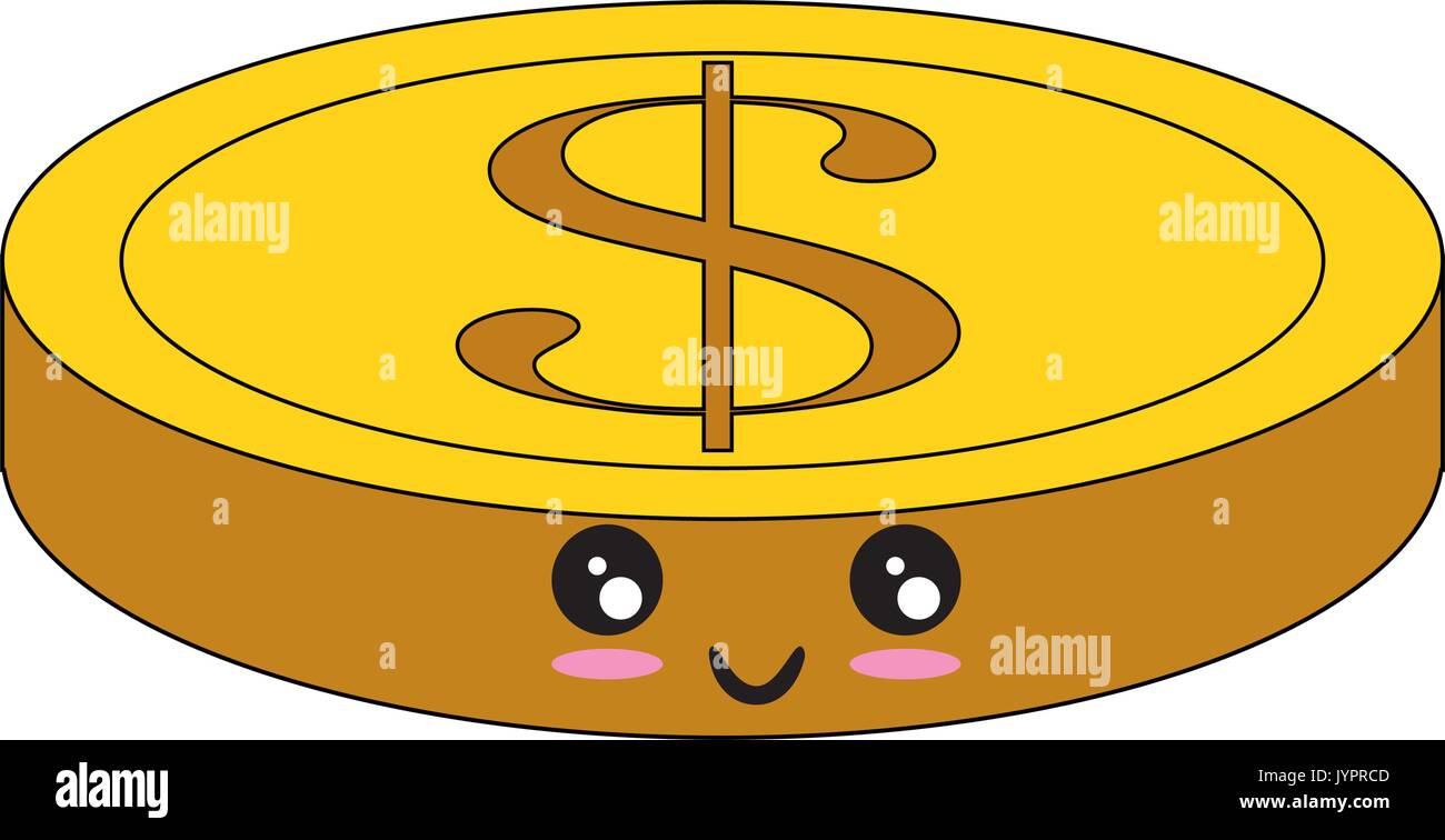 kawaii money coin icon over white background vector illustration Stock ...