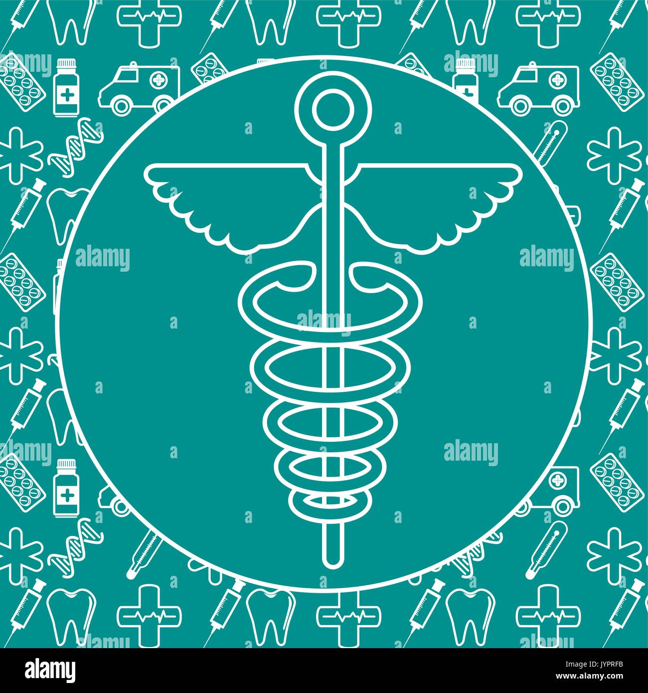 medicine symbol icon over turquoise background vector illustration ...